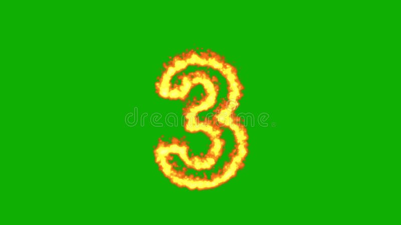 Number 0 with Fire Effect on Green Screen Background Stock Video ...