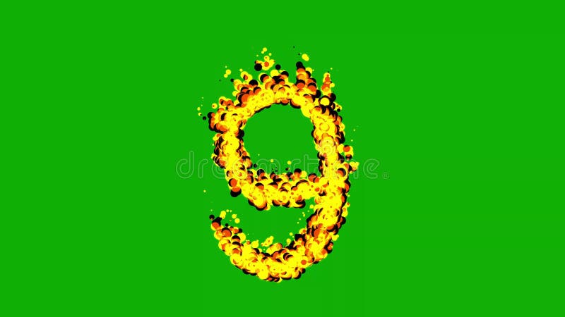 Number 0 with Fire Effect on Green Screen Background Stock Video ...