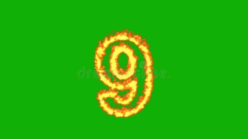 Number 0 with Fire Effect on Green Screen Background Stock Video ...