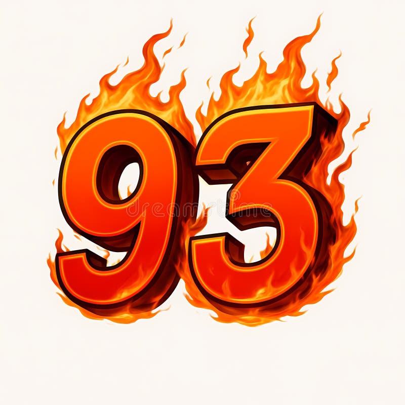 Number 93 on Fire stock illustration. Illustration of yellow - 387996192