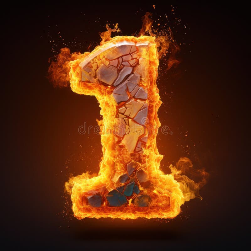A Number on Fire with Flames Stock Image - Image of synthography ...