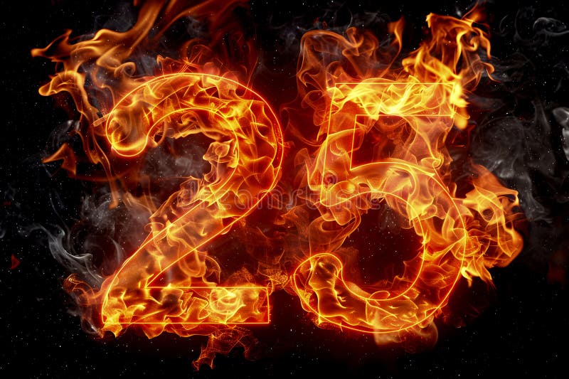 The Number 25 on Fire, Generative AI Stock Illustration - Illustration ...