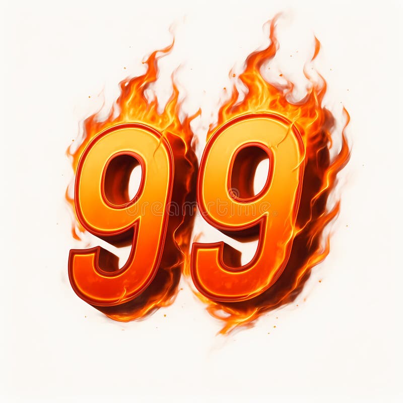 Number 99 on Fire stock illustration. Illustration of design - 387996654
