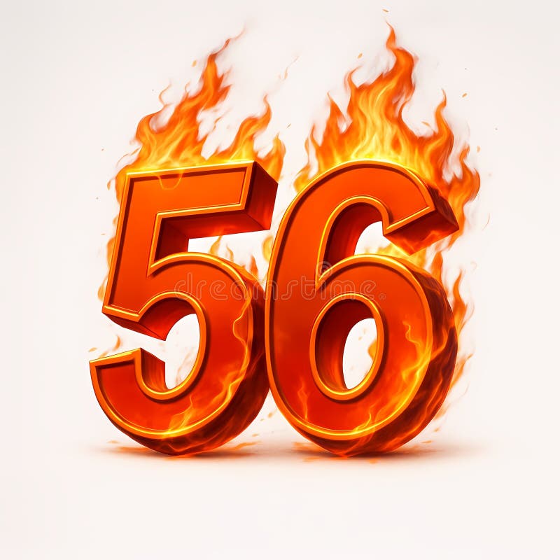 Number 56 with Fire stock illustration. Illustration of white - 387994360