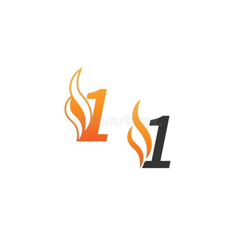 Number 1 and Fire Waves, Logo Icon Concept Design Stock Vector ...