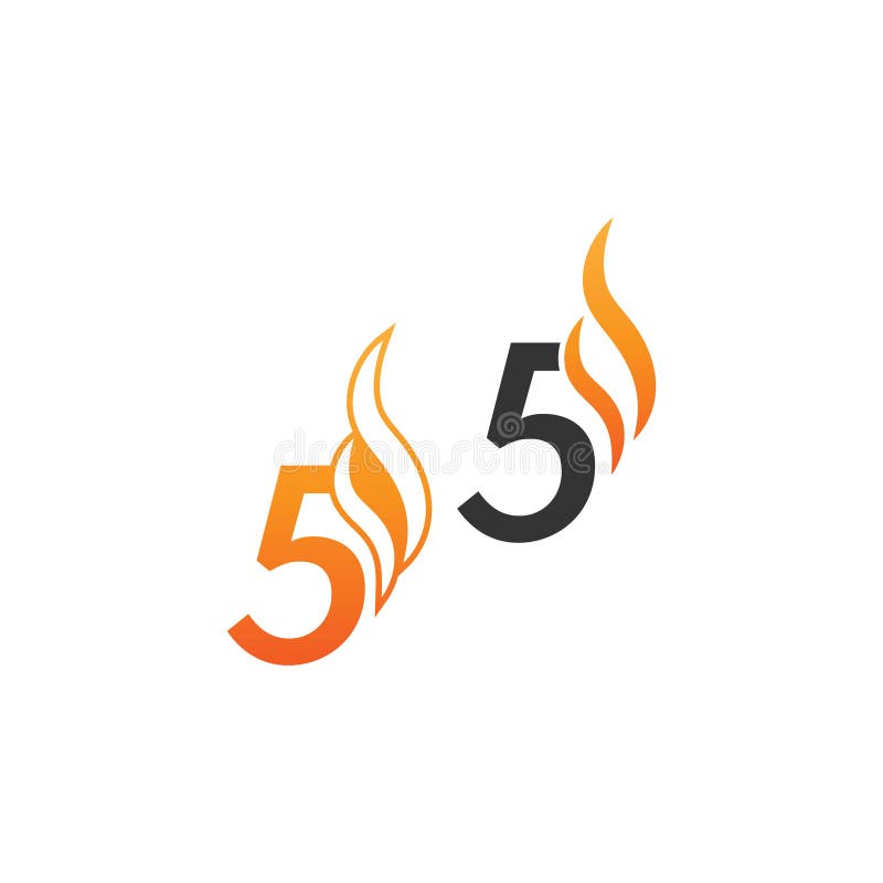 Number 5 and Fire Waves, Logo Icon Concept Design Stock Vector ...