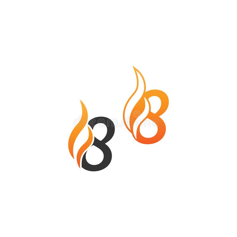 Number 8 and Fire Waves, Logo Icon Concept Design Stock Vector ...