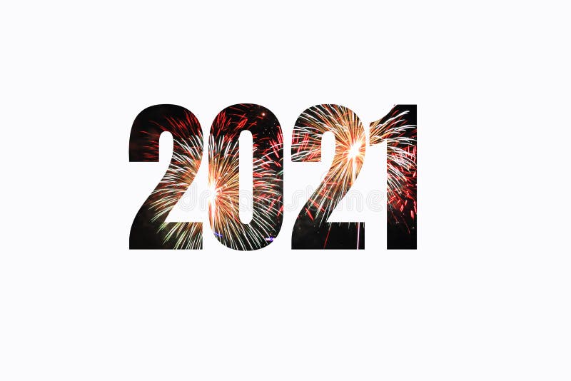 2021 Number with Firework Behind Stock Illustration - Illustration of ...