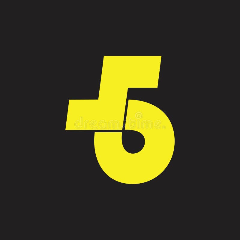 Number Five B Simple Geometric Logo Vector Stock Vector - Illustration ...