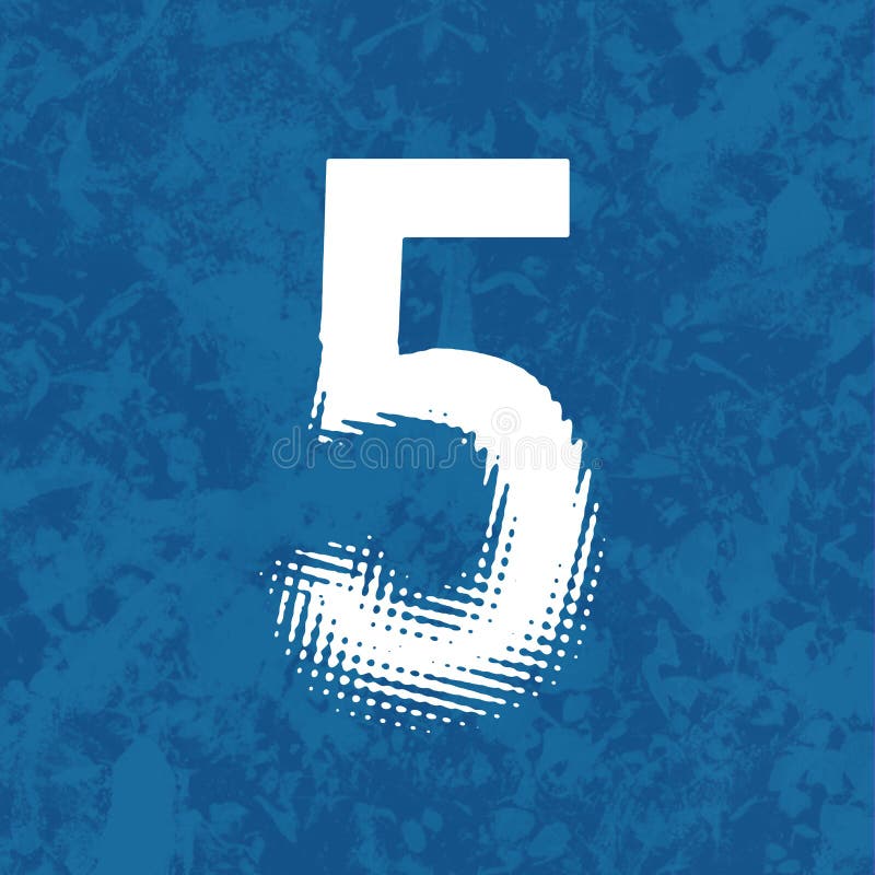 Number Five on a Blue Background, Creative Alphabet Stock Illustration ...
