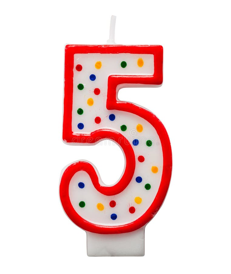 Number Five Candle Cut Out on White Stock Image - Image of number ...