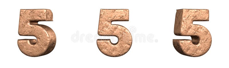 Number 5 Five from Copper Numbers Collection Set. Isolated Stock ...