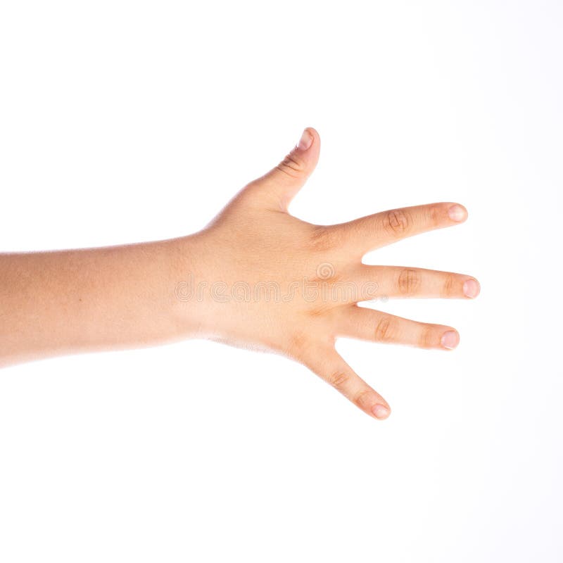 Number Five Counting, Child Hand Isolated on White Stock Image - Image ...