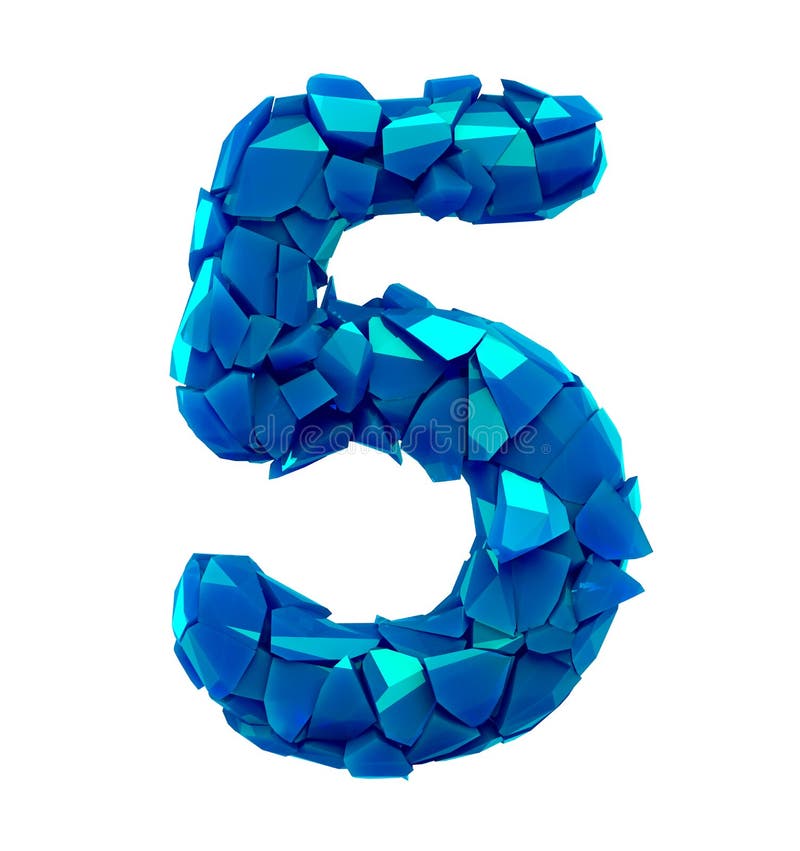 Number 5 Five in Low Poly Style Blue Color Isolated on Green Background ...