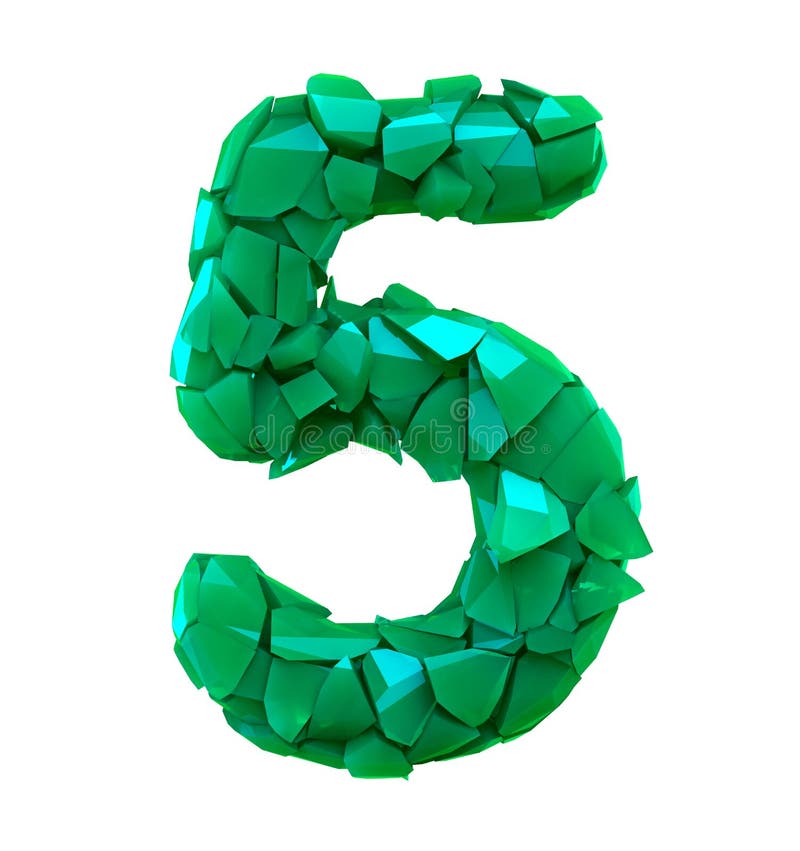 Number 5 Five in Low Poly Style Blue Color Isolated on Green Background ...