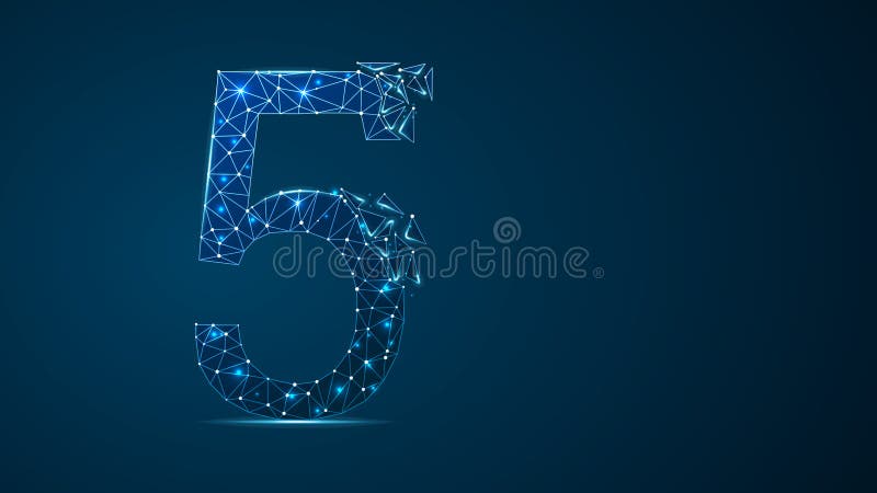 Number Five 2D Low Poly Abstract Illustration Consisting of Points ...