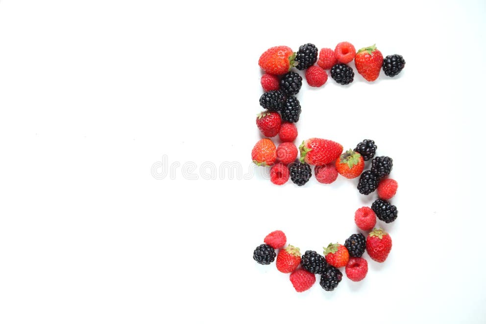 Number five with fruits stock photo. Image of number - 27292676