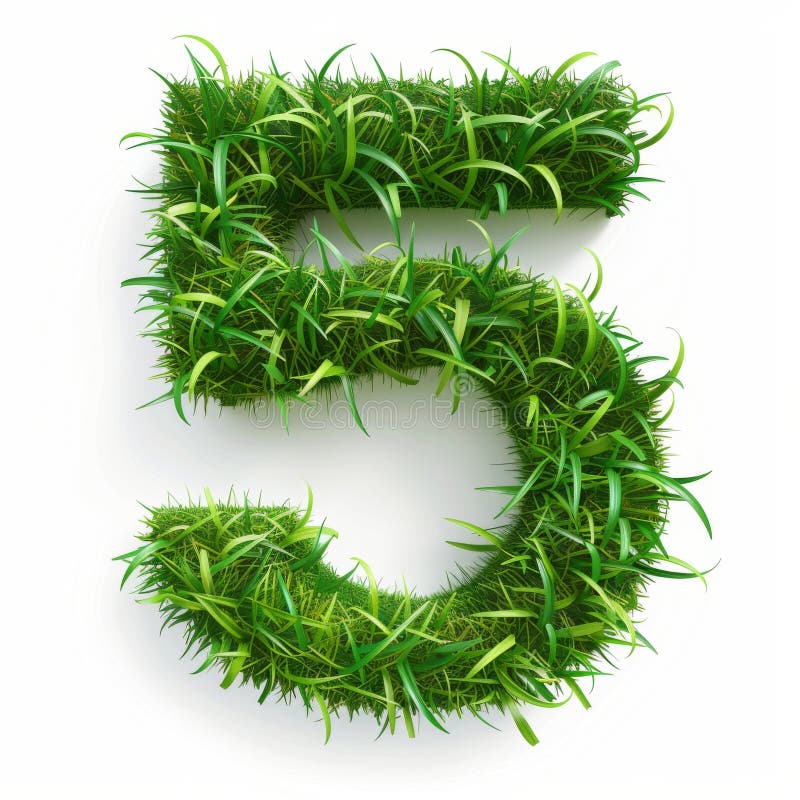 Number Five in Green Grass Texture Isolated on Transparent Background ...