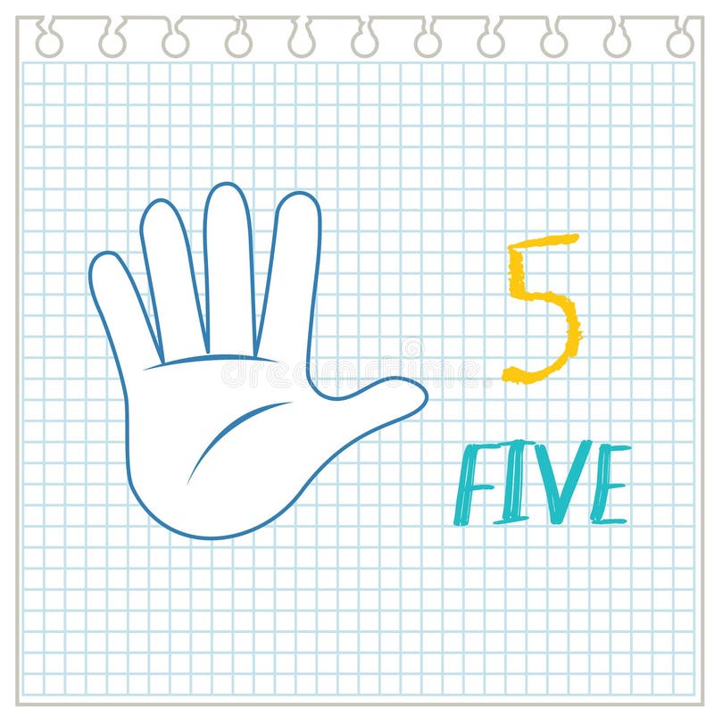 Number Five Hand Gesture Note Stock Vector - Illustration of sign ...