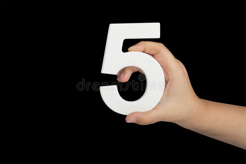 Number Five in Hand Isolated on Black Background. Number Five in the ...