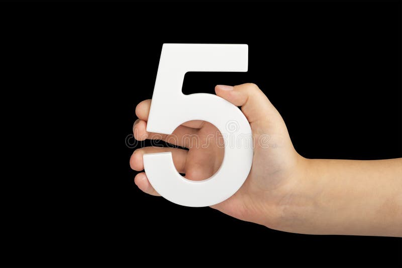 Number Five in Hand Isolated on Black Background. Number Five in the ...