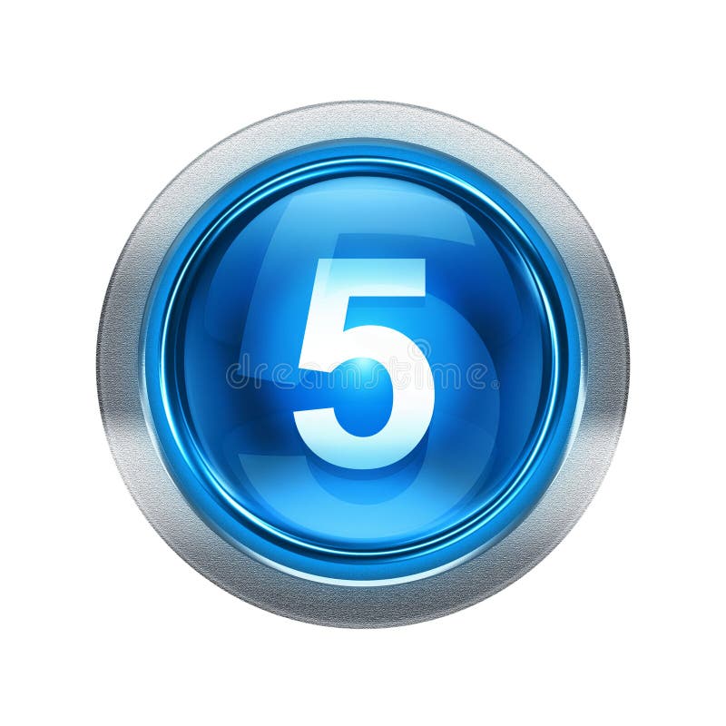 Number five icon blue with stock illustration. Illustration of round ...