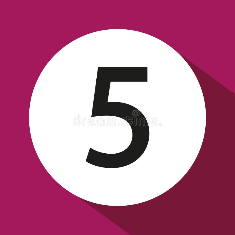 Number Five Icon. Maroon Background Vector. Bold Numeral Symbol. Simple ...