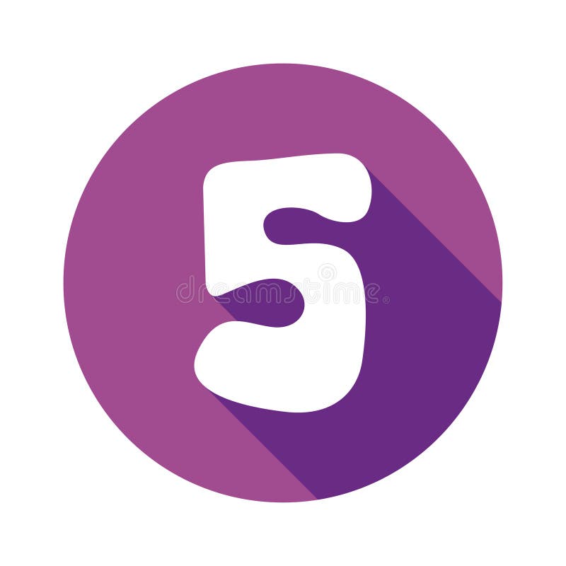 Number 5 Five Icon Vector Illustration, Flat Design Icon with Long ...