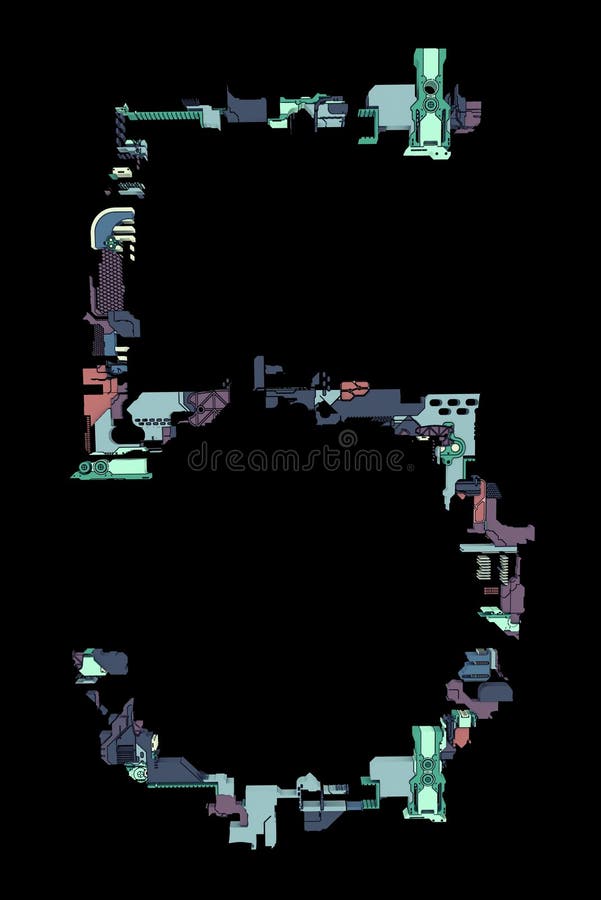 The Number Five Isolated on Black Background Stock Illustration ...