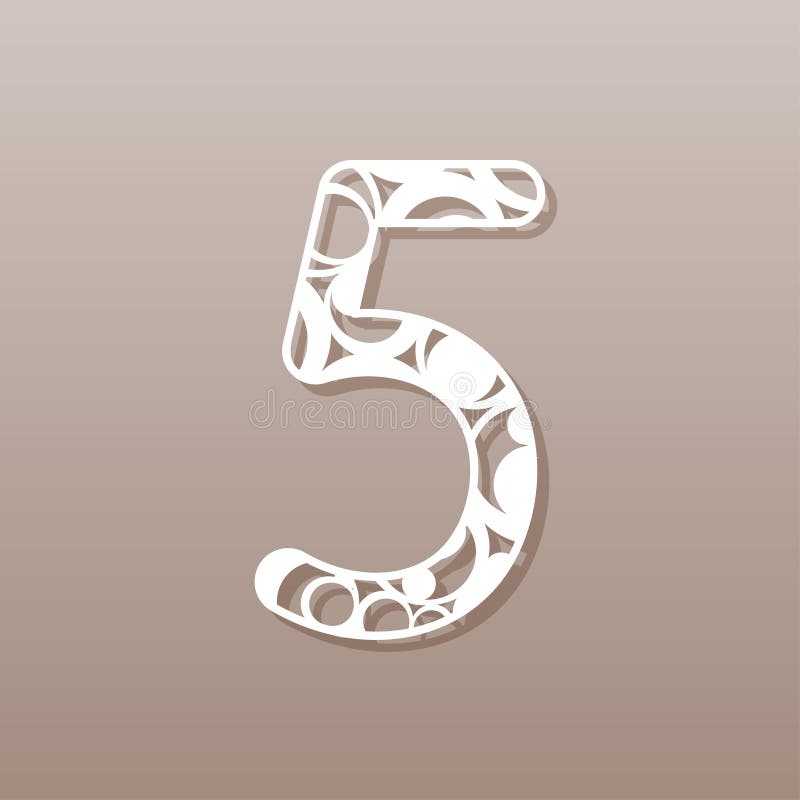 Number Five for Laser Cutting.a Round Pattern Stock Vector ...
