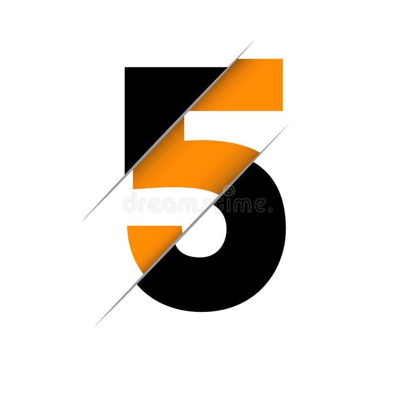Number Five Logo. Black and Orange Glossy Style Stock Vector ...