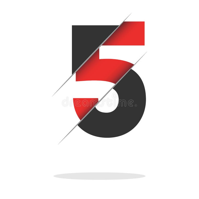 Number Five Logo. Black and Orange Glossy Style Stock Vector ...