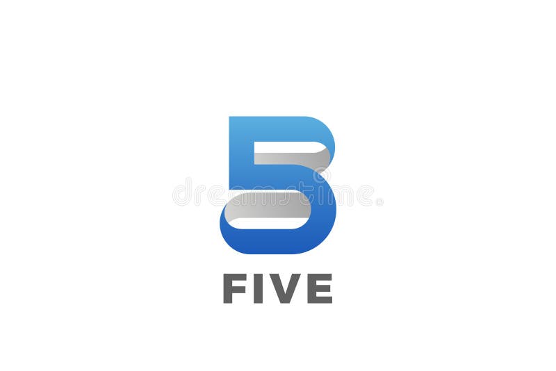 Number 5 Five Logo Design Vector Template Ribbon Font Style Typography ...