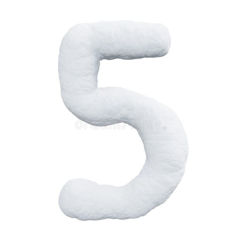 Number Five Made of Snow. Winter Font on a White Background Stock ...