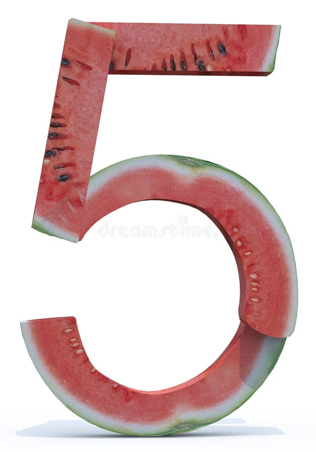 Number Five Made with Watermelon Stock Illustration - Illustration of ...