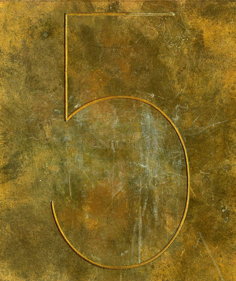 Number 5 on metal plate stock image. Image of background - 209914605