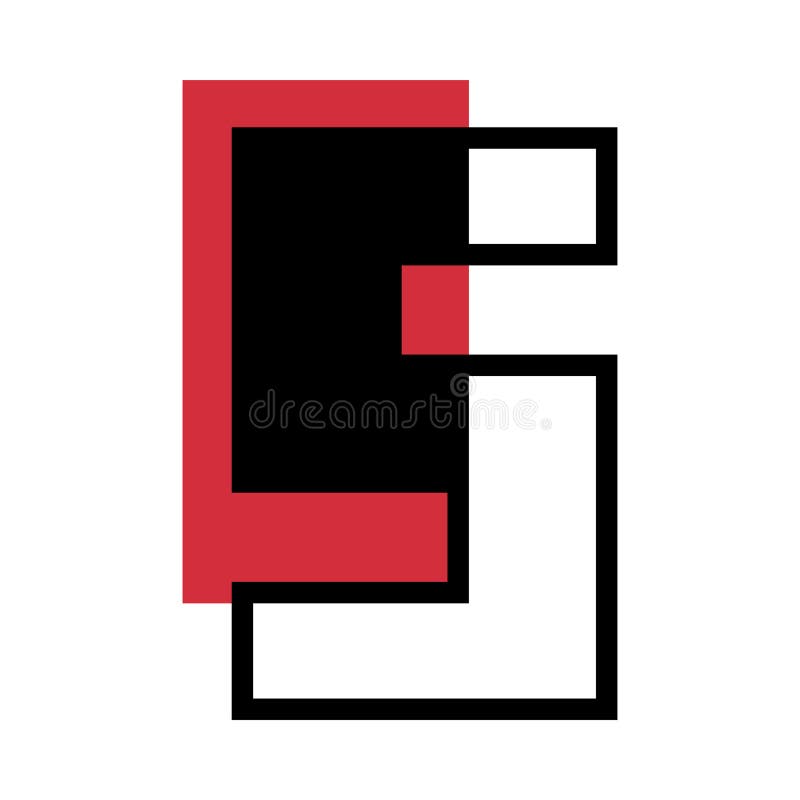 Number Five or Numeral with Red Rectangle Geometric Shape Vector ...