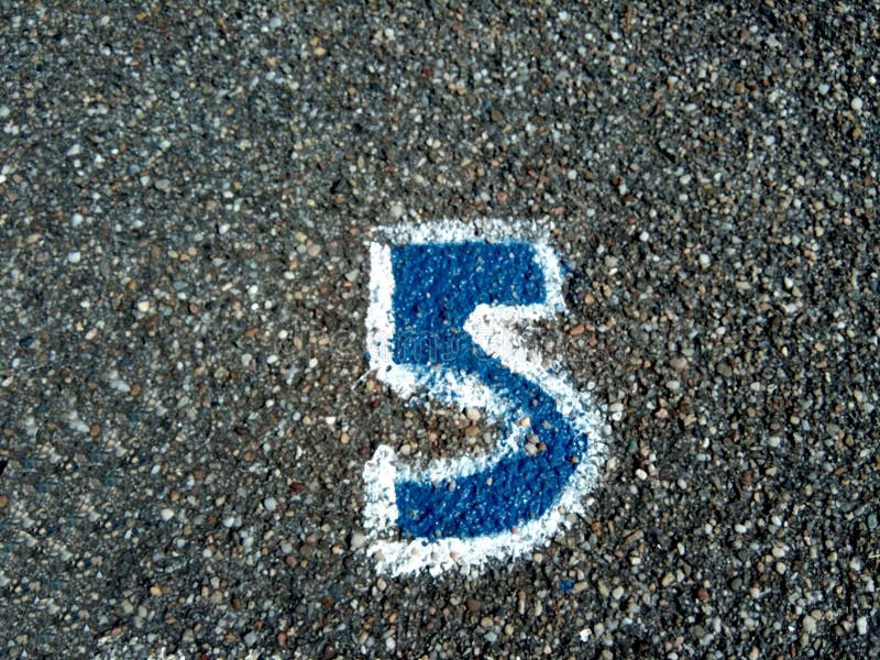 Number Five Painted on Asphalt Stock Photo - Image of colors, black ...
