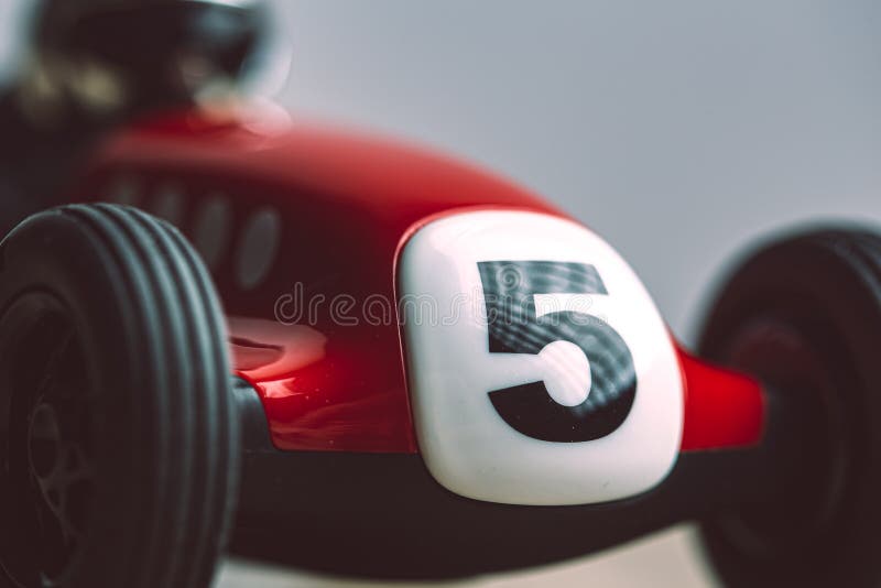 Red Old Racing Car with Number Five Painted on it Stock Photo - Image ...