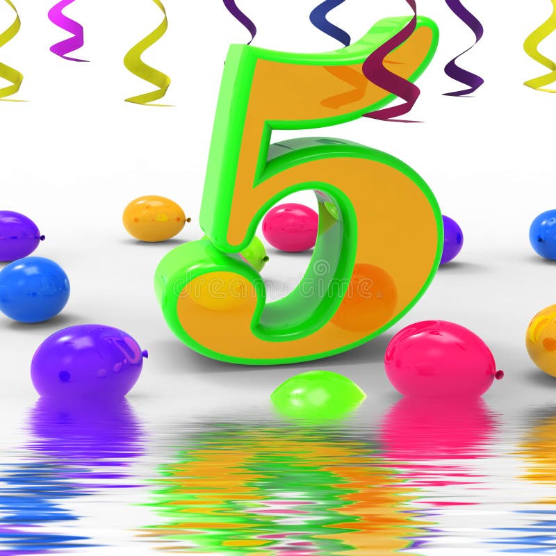 Number Five Party Displays Multi Coloured Decorations and Confetti ...