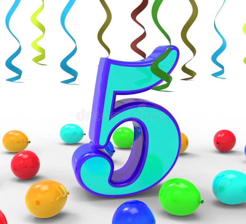 Number Five Party Means Creativity or Colourful Stock Illustration ...