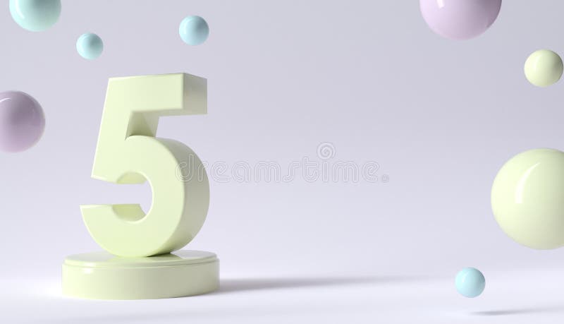 Number Five on a Pedestal Web Banner. Delicate 3d Numbers with Podium ...
