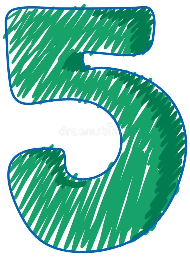 Number Five in Pencil Colour Sketch Simple Style Stock Vector ...
