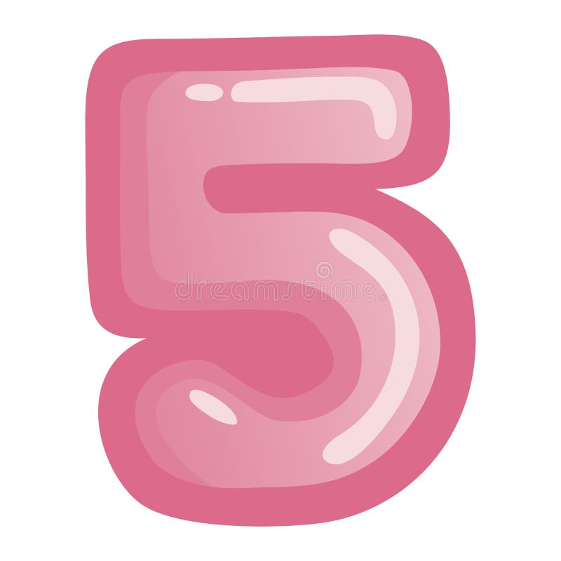 Number 5 Five Pink Bold Alphabet Vector Icon Stock Vector ...