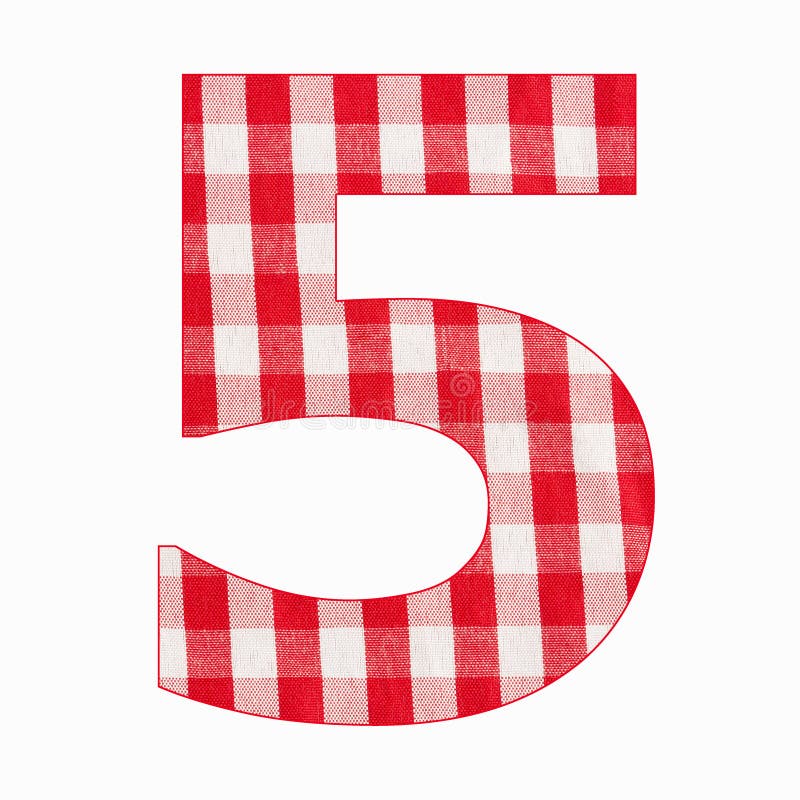 Number 5 - Red Checkered Napkin Background. Top View Stock Illustration ...