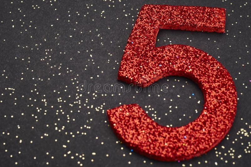 Number Five Red Color Over a Black Background. Anniversary Stock ...