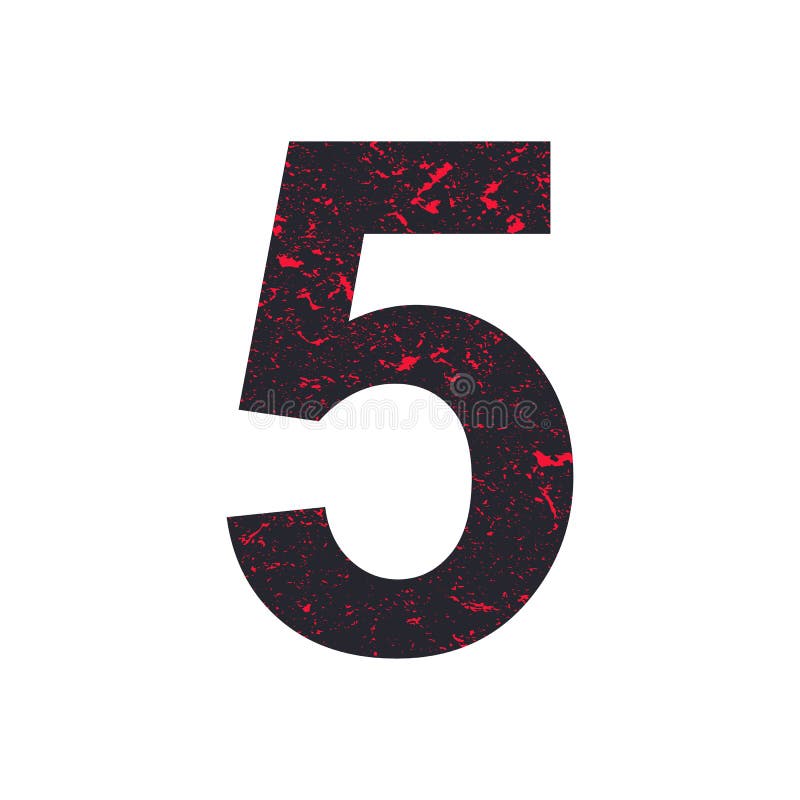 Number Five. 5 Stylized Grunge Texture Stock Vector - Illustration of ...