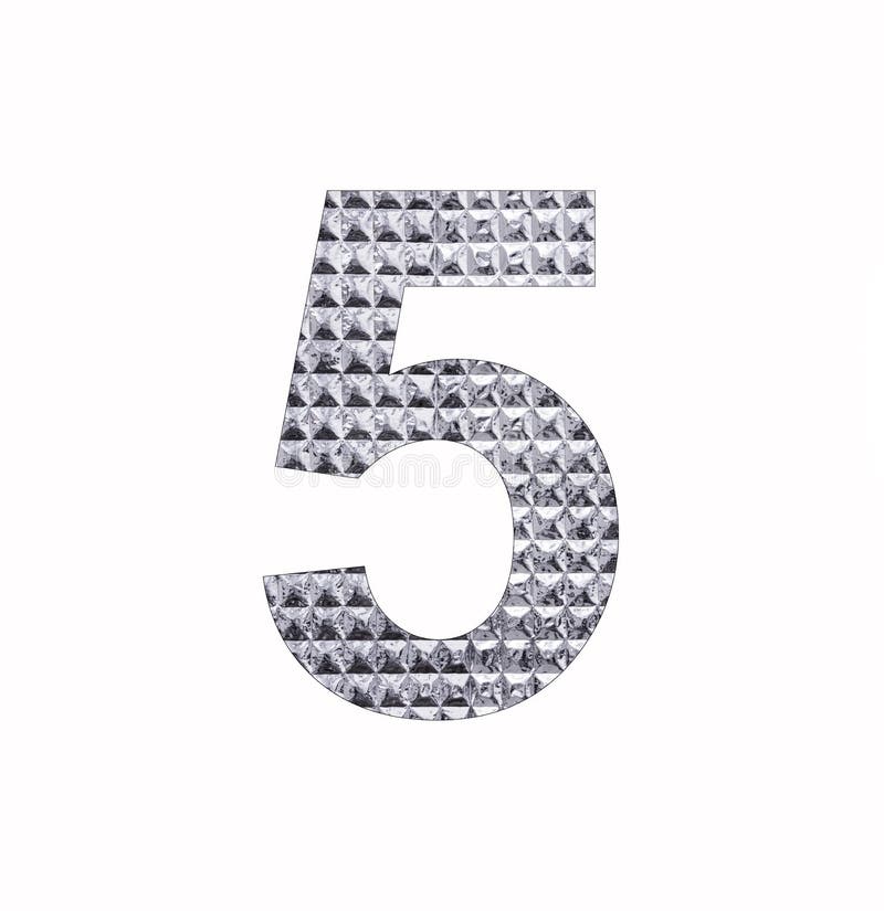 Number 5 - Digit Five in Textured Silver Shiny Paper Stock Illustration ...