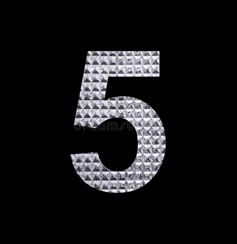 Number Five on Textured Silver Shiny Paper Stock Illustration ...