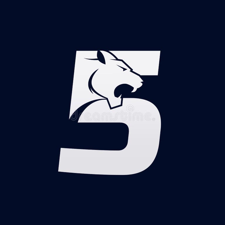 Number Five Tiger, Numeral Predator Logo Design Vector Stock Vector ...